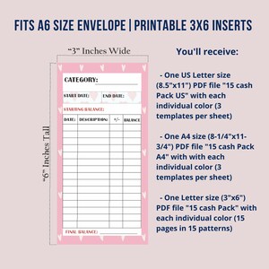 A6 Cash Envelope Inserts, Saving Tracker,printable A6, 3x6 Inch, Budget ...