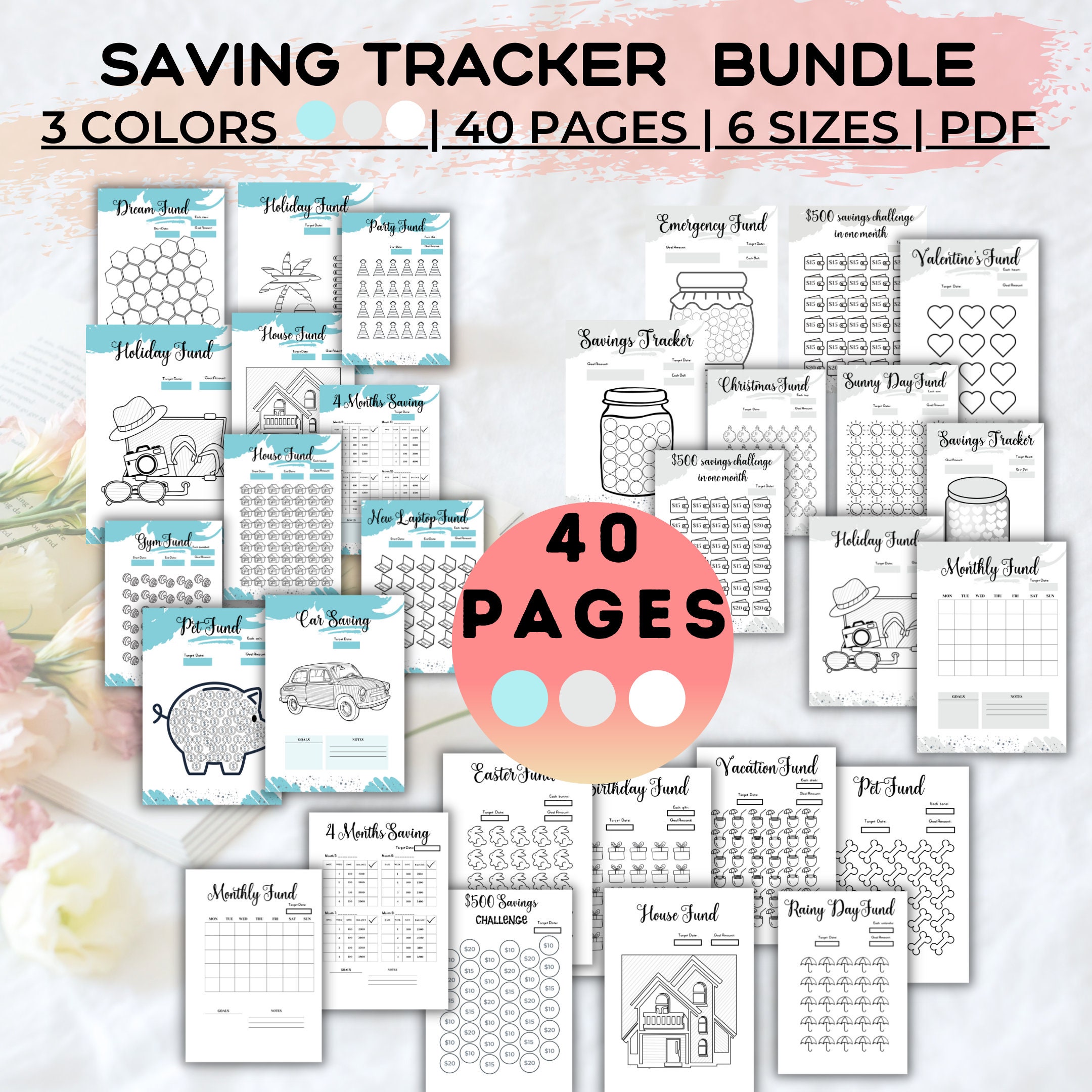 Savings Tracker Saving Funds Bundle Printable Savings | Etsy