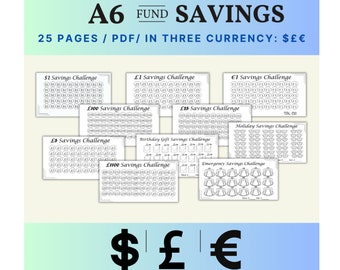 A6 Savings Funds Tracker Funds Bundle Printable Savings - Etsy