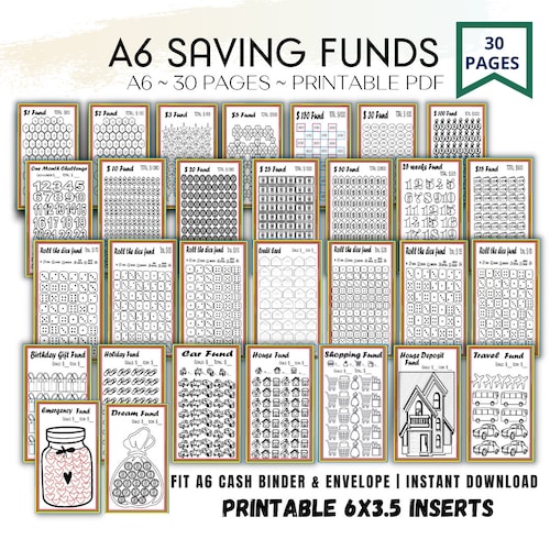 Printable A6 Savings Challenge Bundle Cash Envelope Insert - Etsy