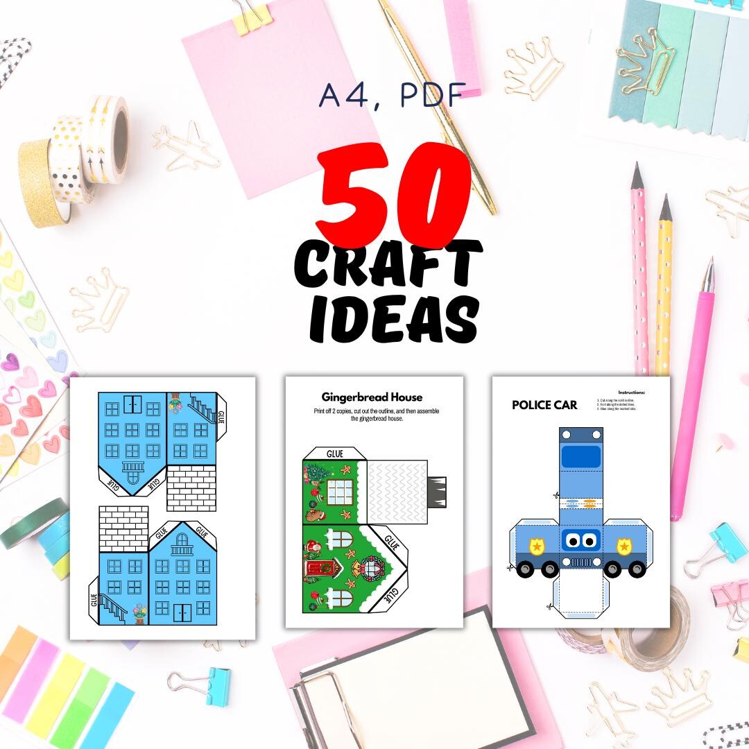 Printable Paper Craft: Kids Craft Activity Sheets (digital Download) - Etsy
