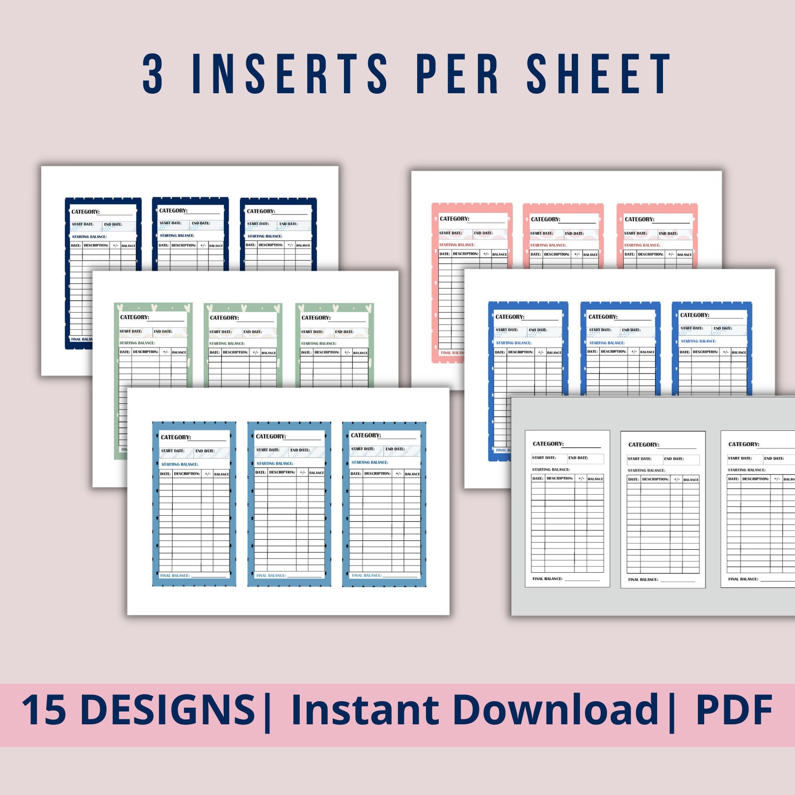 A6 Cash Envelope Inserts: 15 Saving Tracker Patterns (PDF) Budget ...