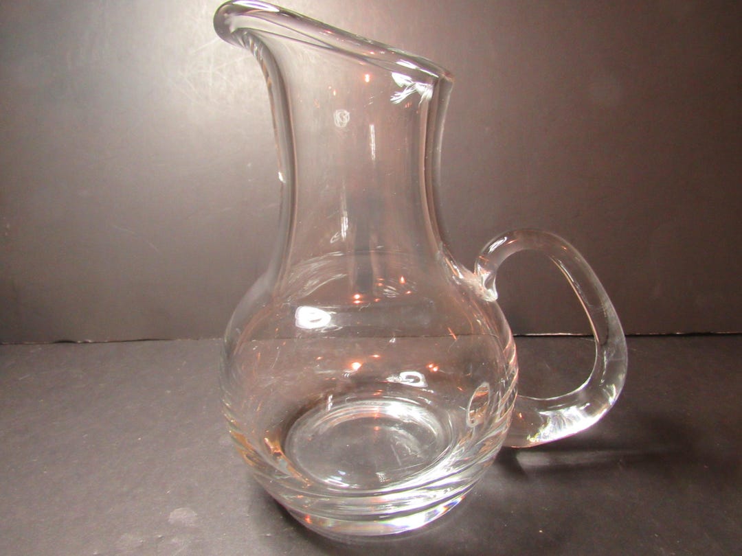 Vintage Clear Glass Pitcher Glass Water Pitcher SM - Etsy