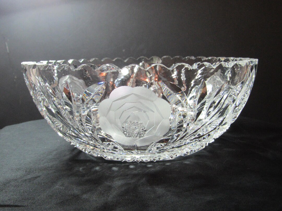 Antique American Brilliant Cut Crystal Bowl – Irving 1916 Rose Pattern ...
