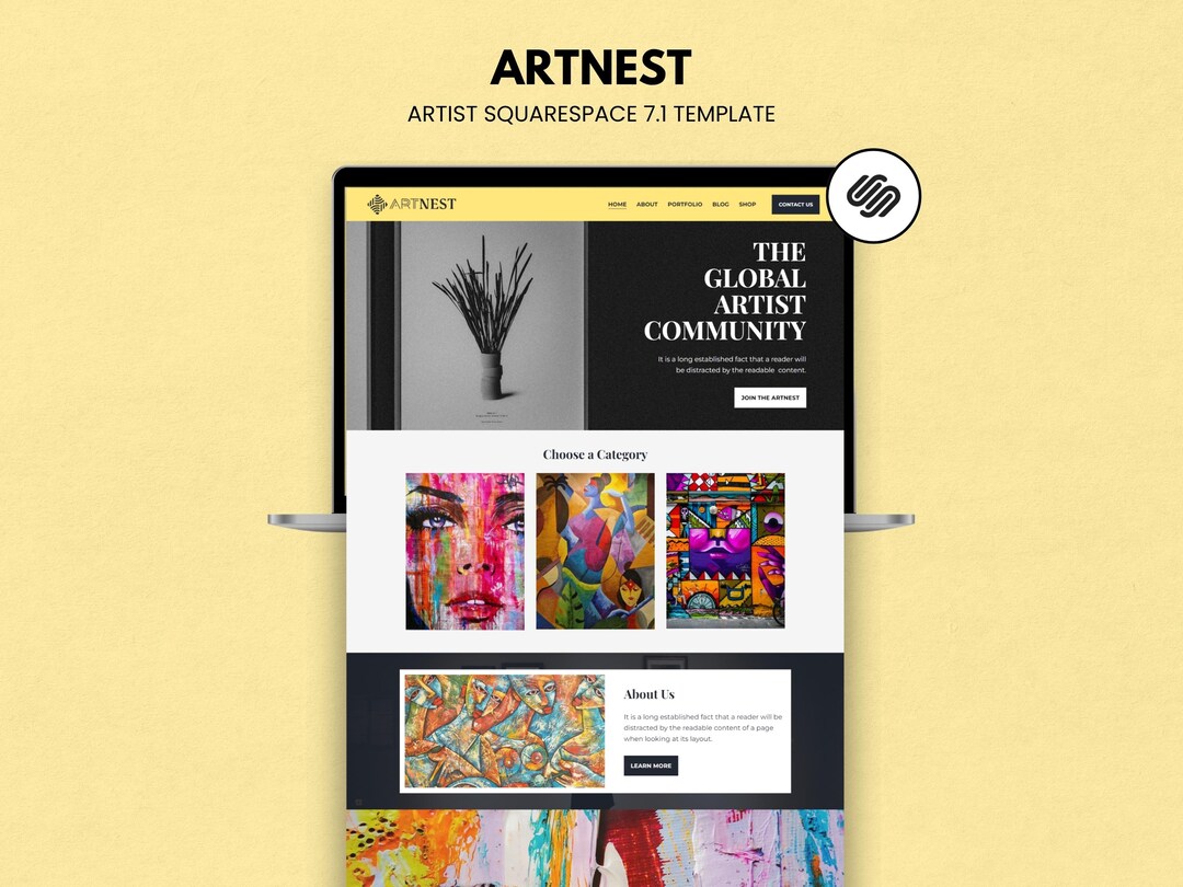 Squarespace Website Template for Artist Portfolio - Etsy