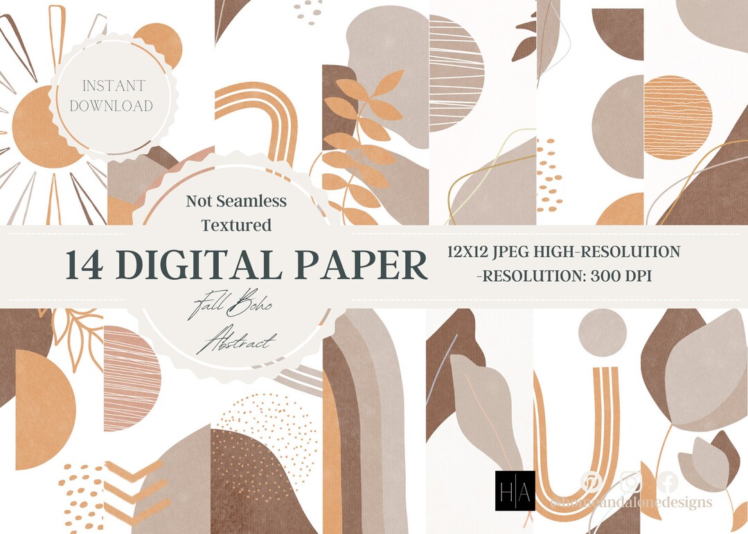 14 Boho Digital Papers, Boho Scrapbook Paper, Boho Backgrounds, Boho ...