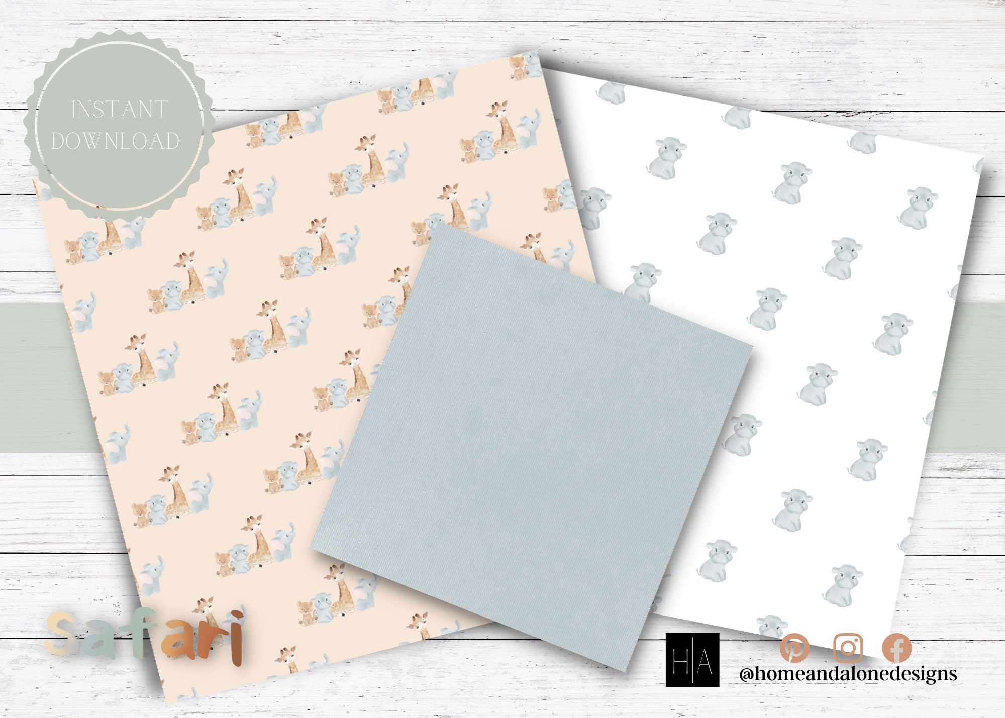 Safari Digital Paper Safari Nursery Digital Paper Digital - Etsy