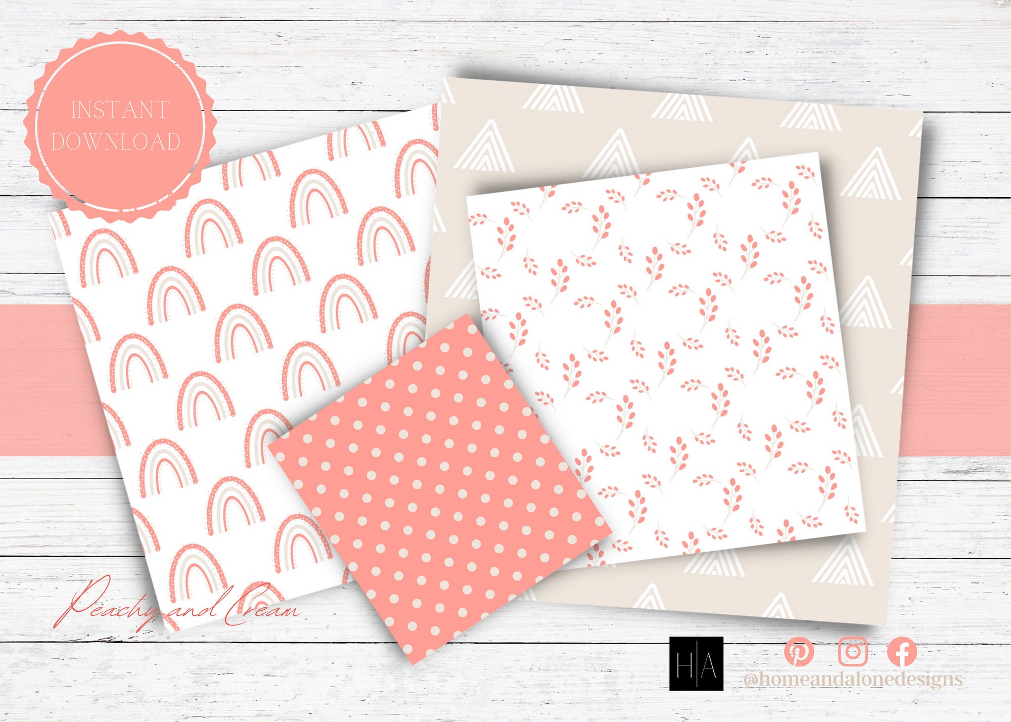 Boho Digital Papers, Boho Scrapbook Paper, Boho Backgrounds, Boho ...