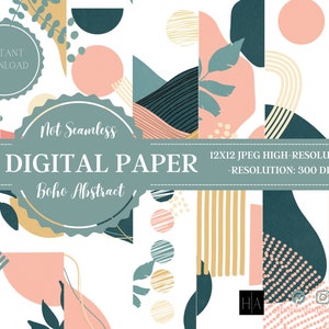 14 Boho Digital Papers, Boho Scrapbook Paper, Boho Backgrounds, Boho ...