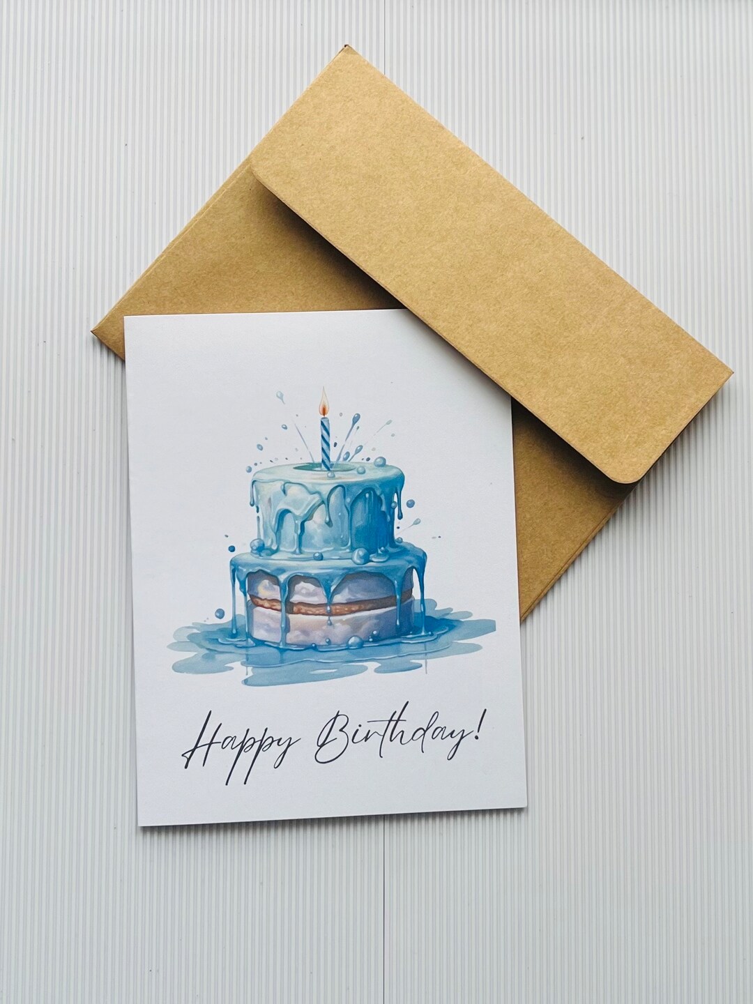Happy Birthday Card With Envelope, Birthday Cake Card, Happy Birthday ...