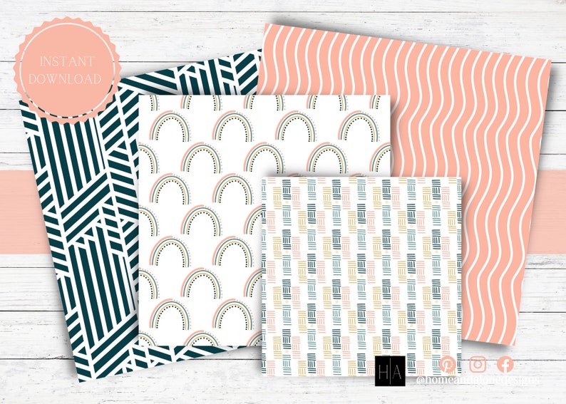 14 Boho Digital Papers, Boho Scrapbook Paper, Boho Backgrounds, Boho ...