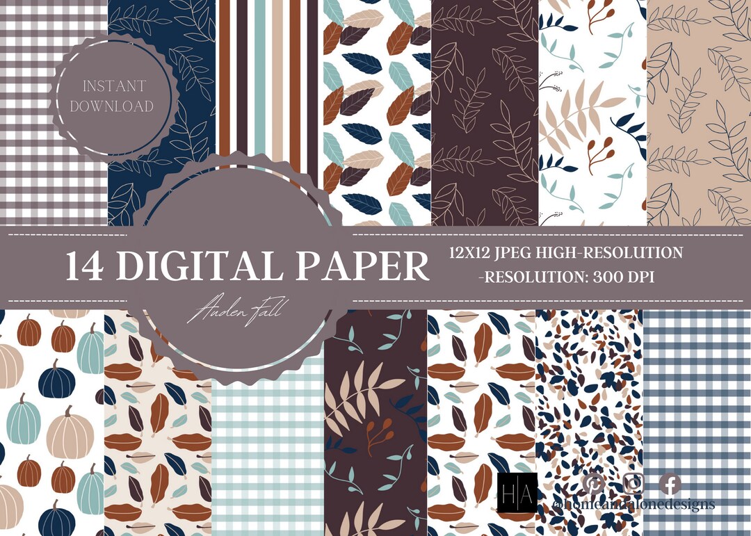 14 Fall Digital Papers, Fall Scrapbook Paper, Fall Backgrounds, Fall ...