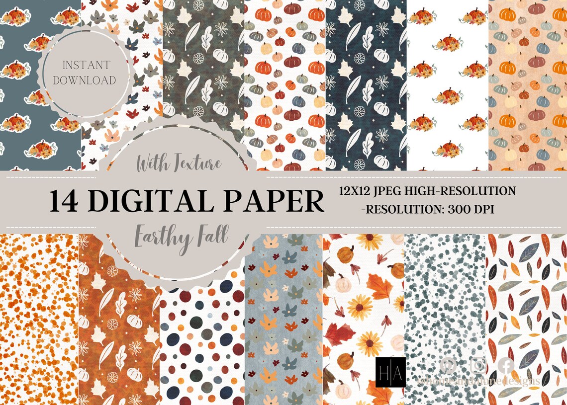 14 Fall Digital Papers Fall Scrapbook Paper Fall - Etsy