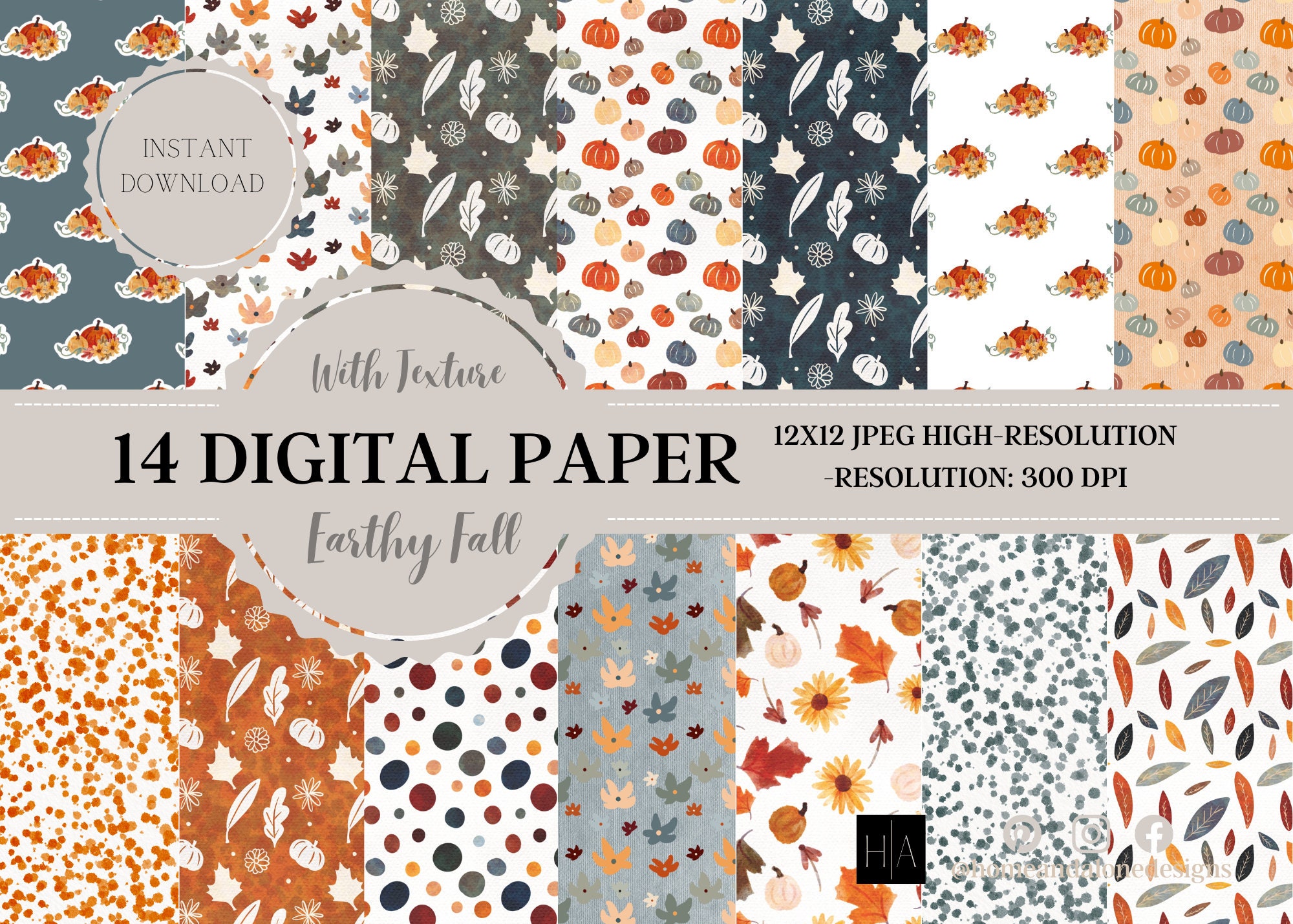 14 Fall Digital Papers, Fall Scrapbook Paper, Fall Backgrounds ...