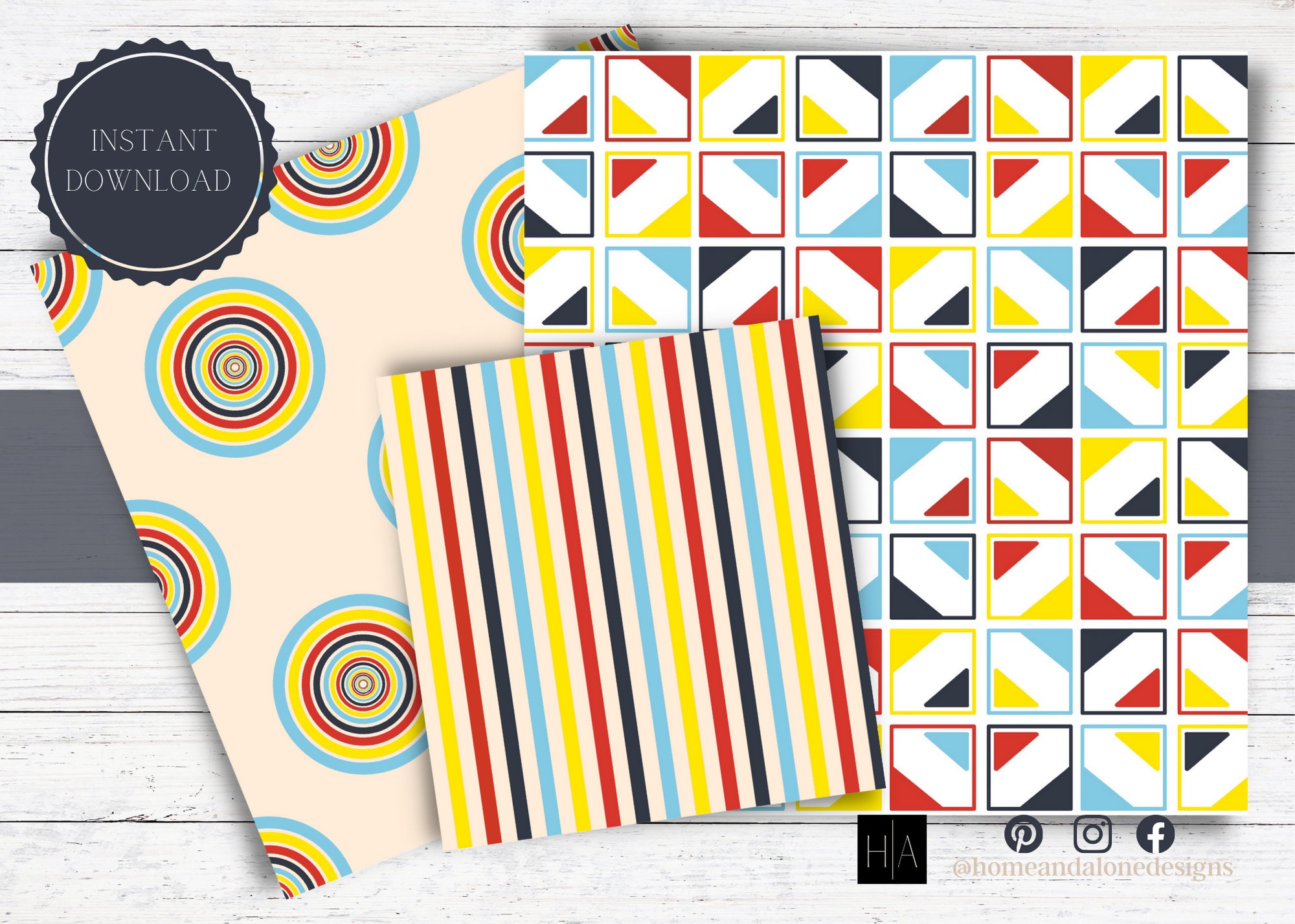 Retro Digital Papers, Retro Scrapbook Paper, Retro Backgrounds, Retro ...