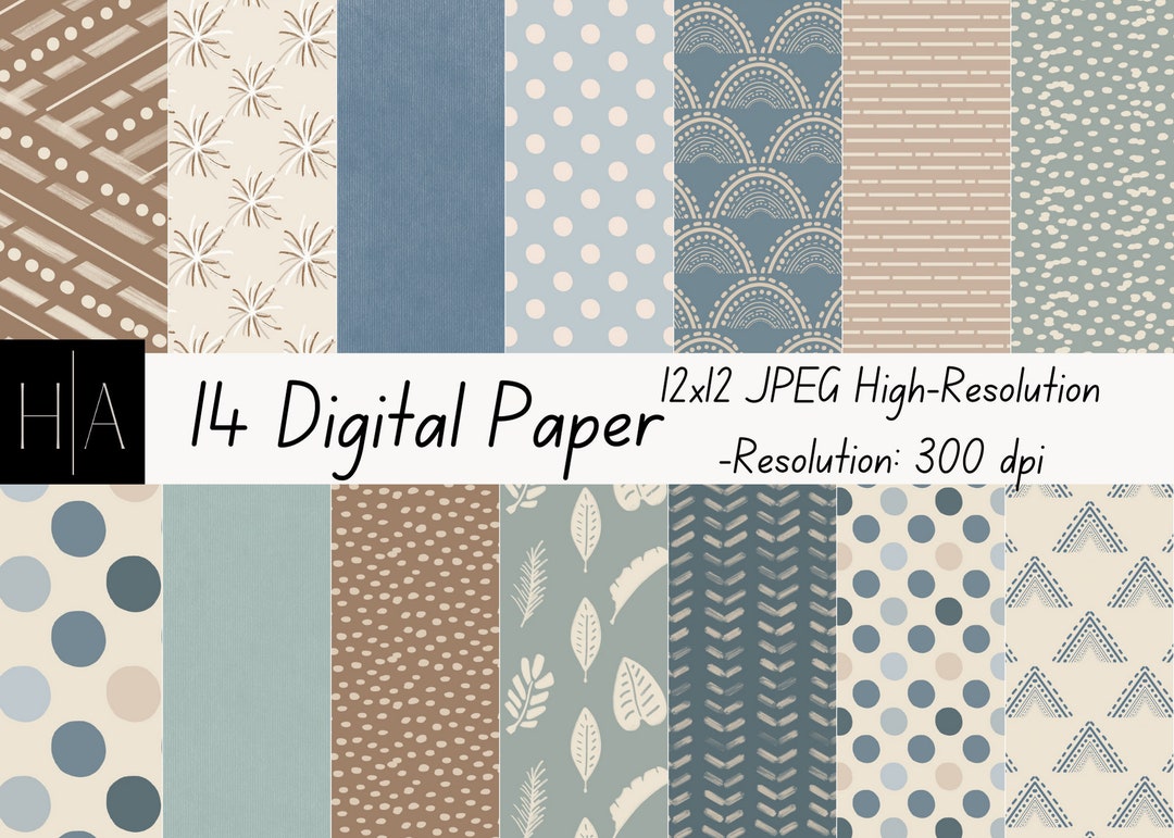 14 Boho Digital Papers, Boho Scrapbook Paper, Boho Backgrounds, Boho ...