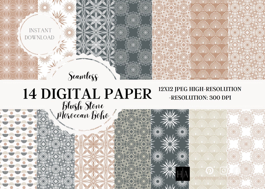 Digital Papers, Boho Scrapbook Paper, Boho Backgrounds, Boho Patterns ...