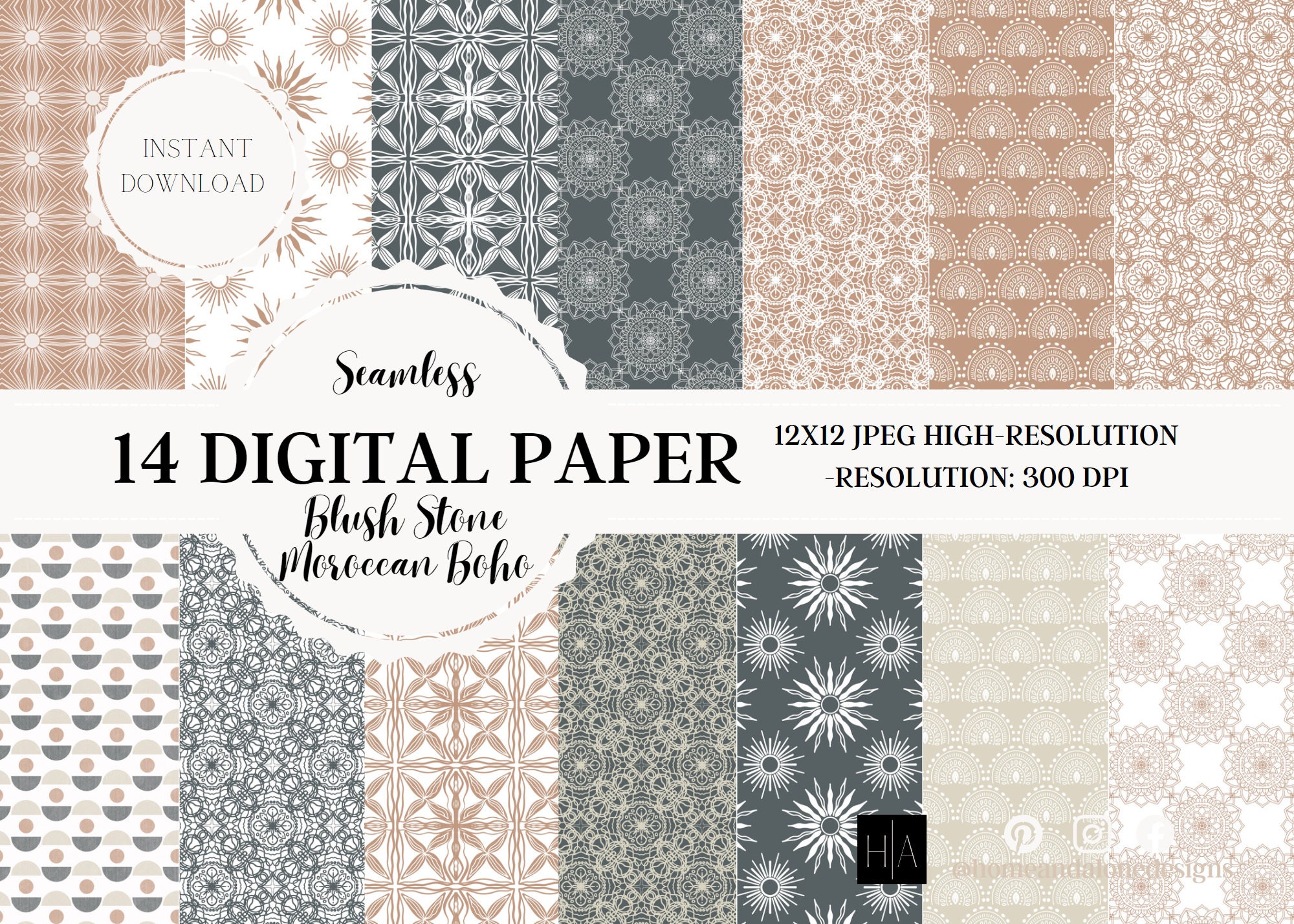 Digital Papers Boho Scrapbook Paper Boho Backgrounds Boho - Etsy