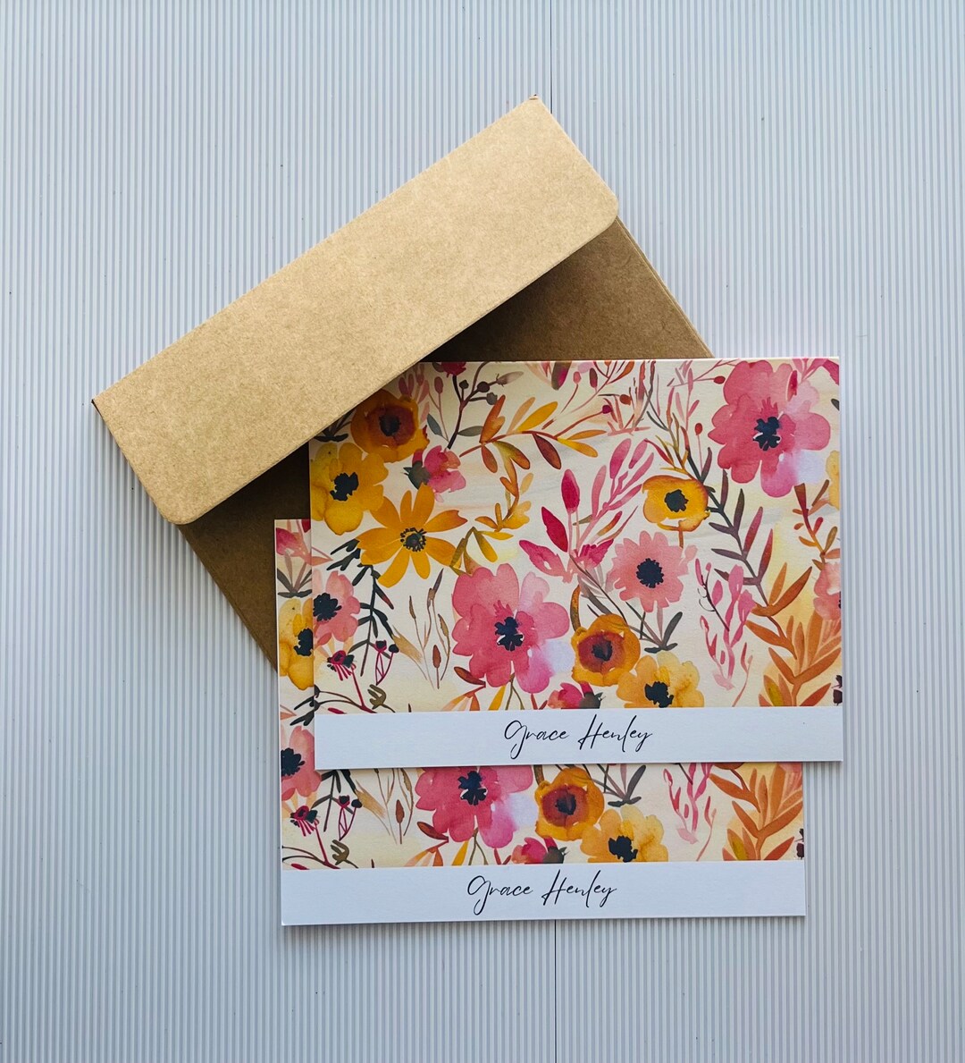 Floral Note Cards Personalized, Note Cards With Envelopes, Personalized ...