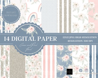 14 Seamless Boho Digital Papers, Boho Scrapbook Paper, Boho Backgrounds ...
