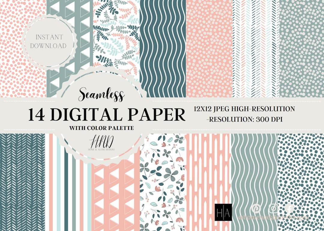 Boho Digital Papers, Boho Scrapbook Paper, Boho Backgrounds, Boho ...
