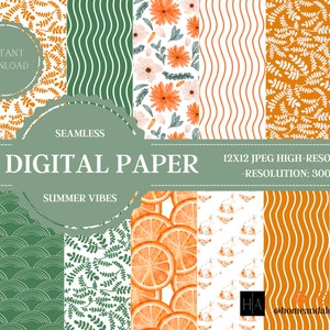 Digital Papers, Orange Scrapbook Paper, Orange Backgrounds, Digital ...