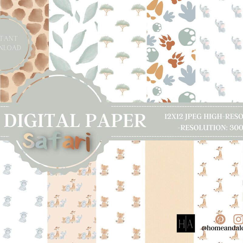 Safari Digital Paper - Etsy