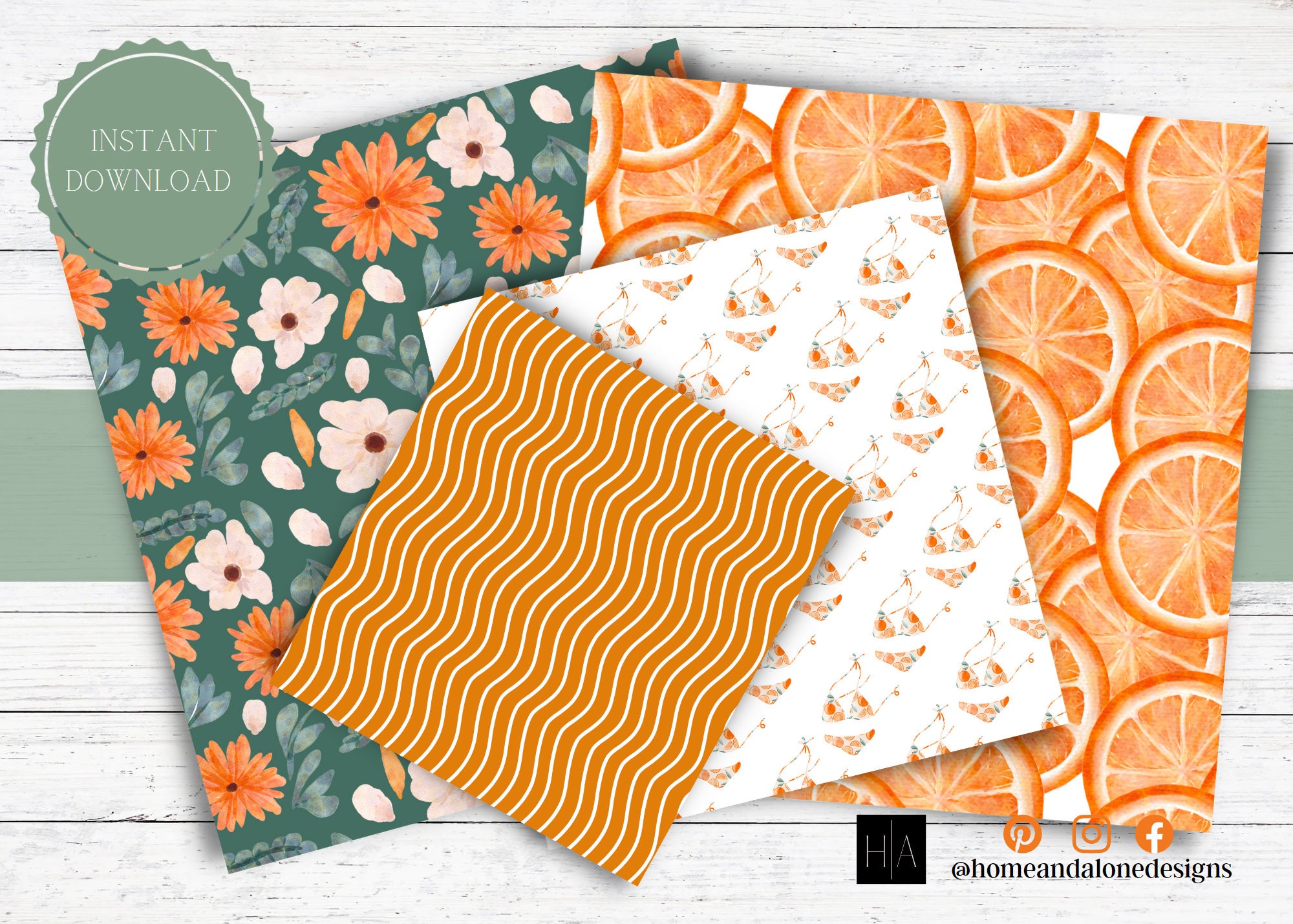 Digital Papers, Orange Scrapbook Paper, Orange Backgrounds, Digital ...