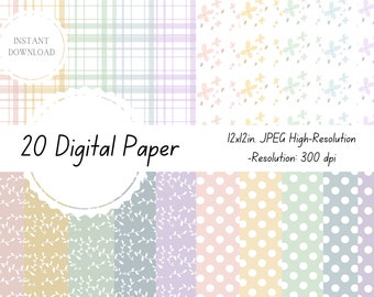 Juicy Summer Colors Digital Paper Pack Spring Pastels Modern Design ...