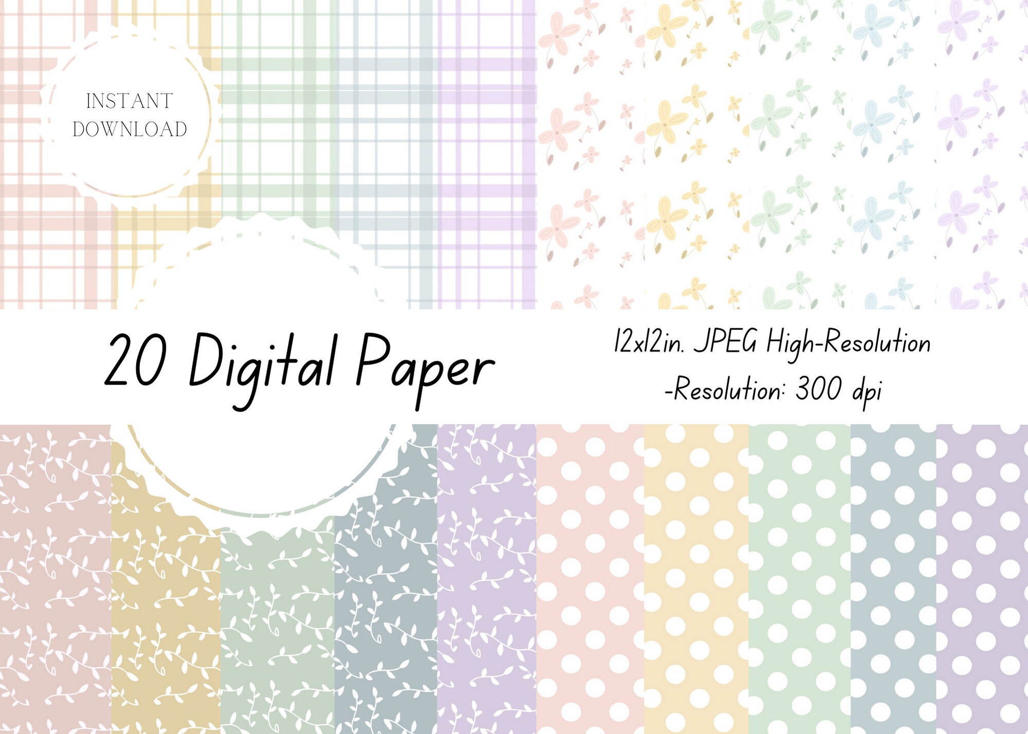 Pastel Color Digital Paper - Etsy