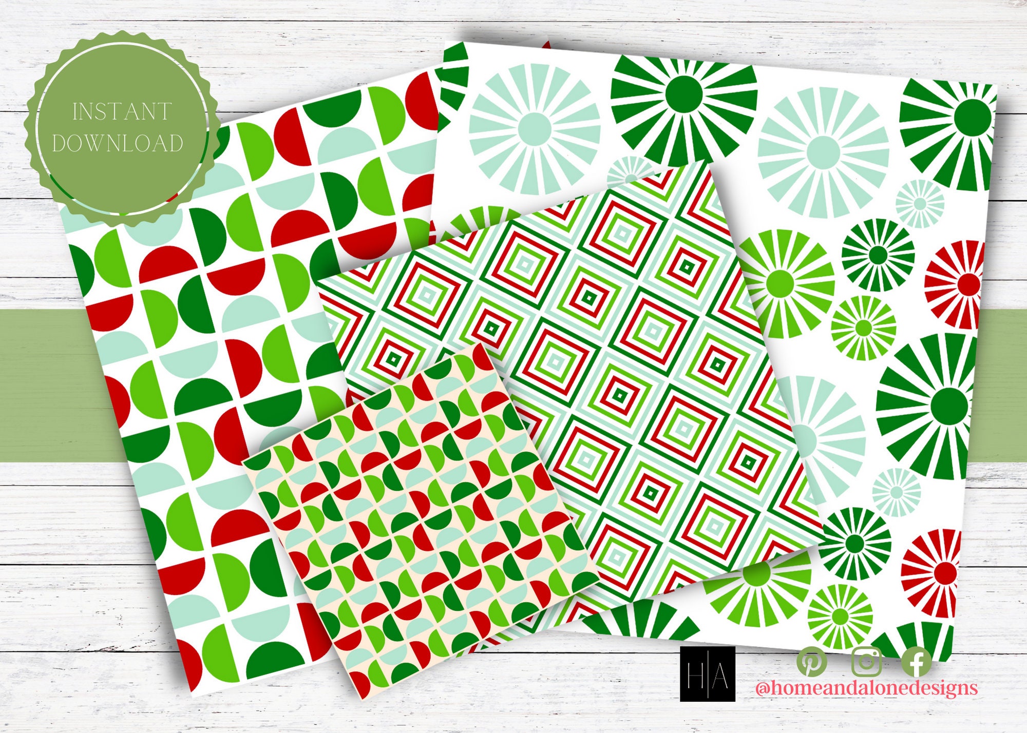 14 Christmas Digital Papers, Christmas Scrapbook Paper, Backgrounds ...