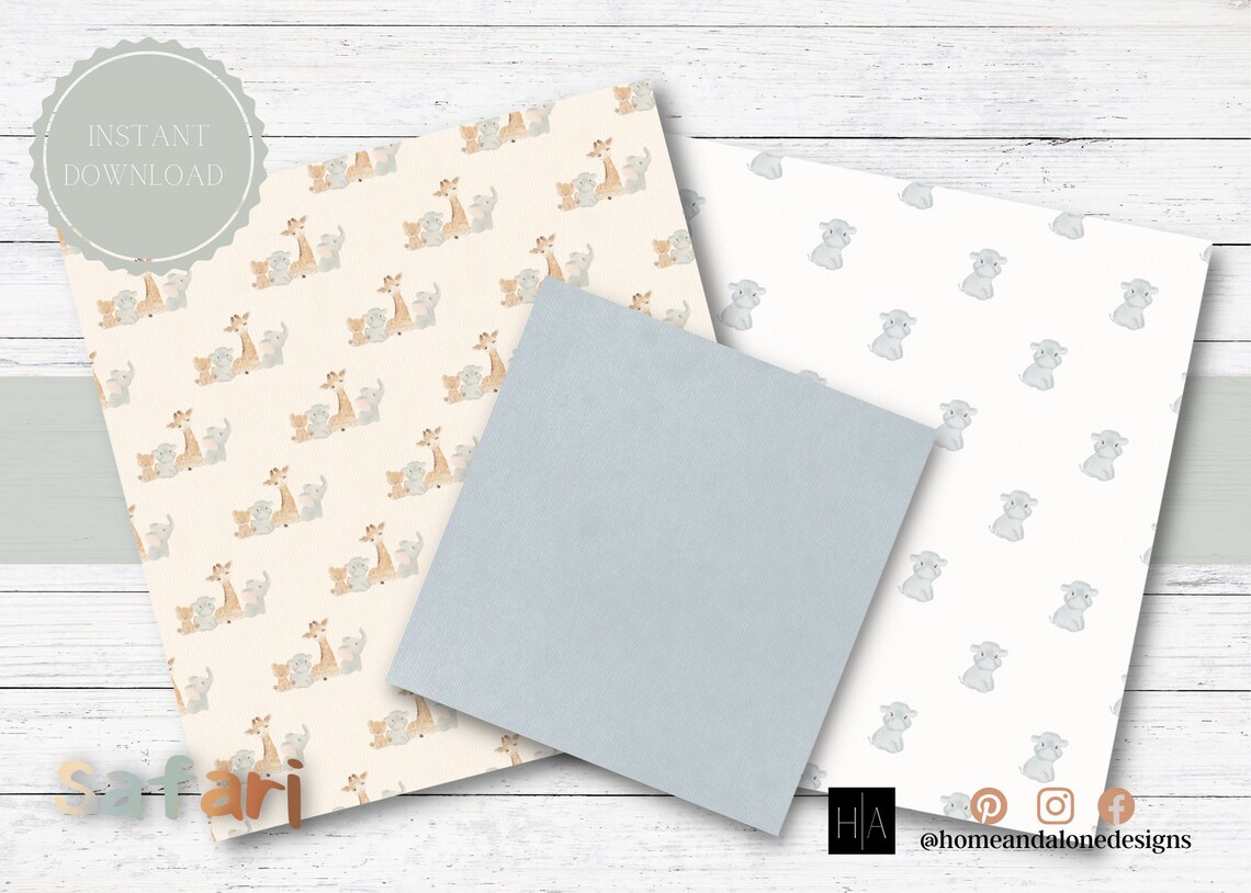 Safari Digital Paper Safari Nursery Digital Paper Digital - Etsy