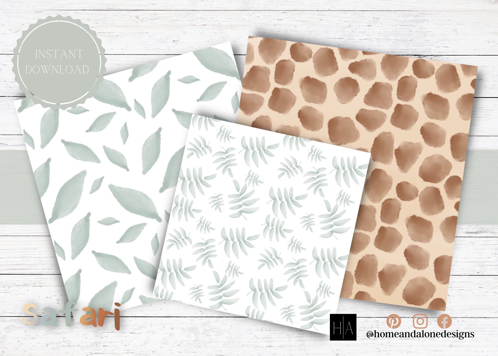 Safari Digital Paper Safari Nursery Digital Paper Digital - Etsy