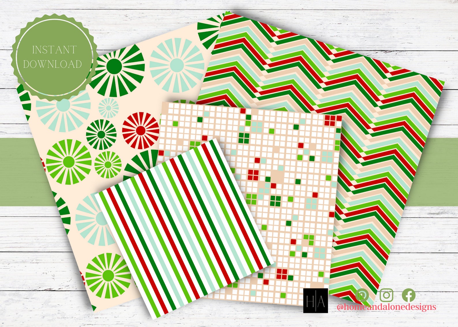 14 Christmas Digital Papers, Christmas Scrapbook Paper, Backgrounds ...
