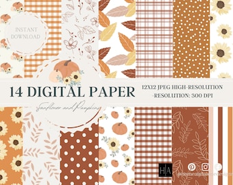 14 Fall Digital Papers, Fall Scrapbook Paper, Fall Backgrounds ...