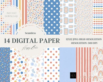 14 Boho Digital Papers, Boho Scrapbook Paper, Boho Backgrounds, Boho ...