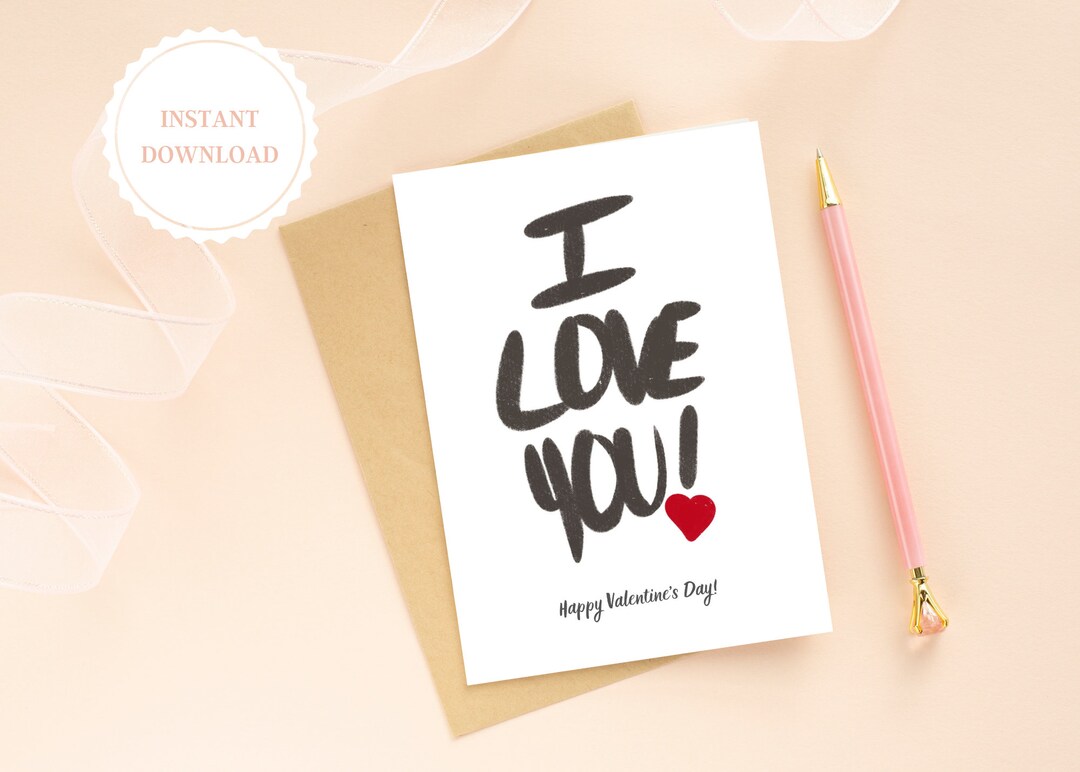Valentine's Day Card, Digital Download, Happy Valentines Day Card ...