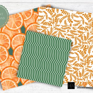 Digital Papers, Orange Scrapbook Paper, Orange Backgrounds, Digital ...