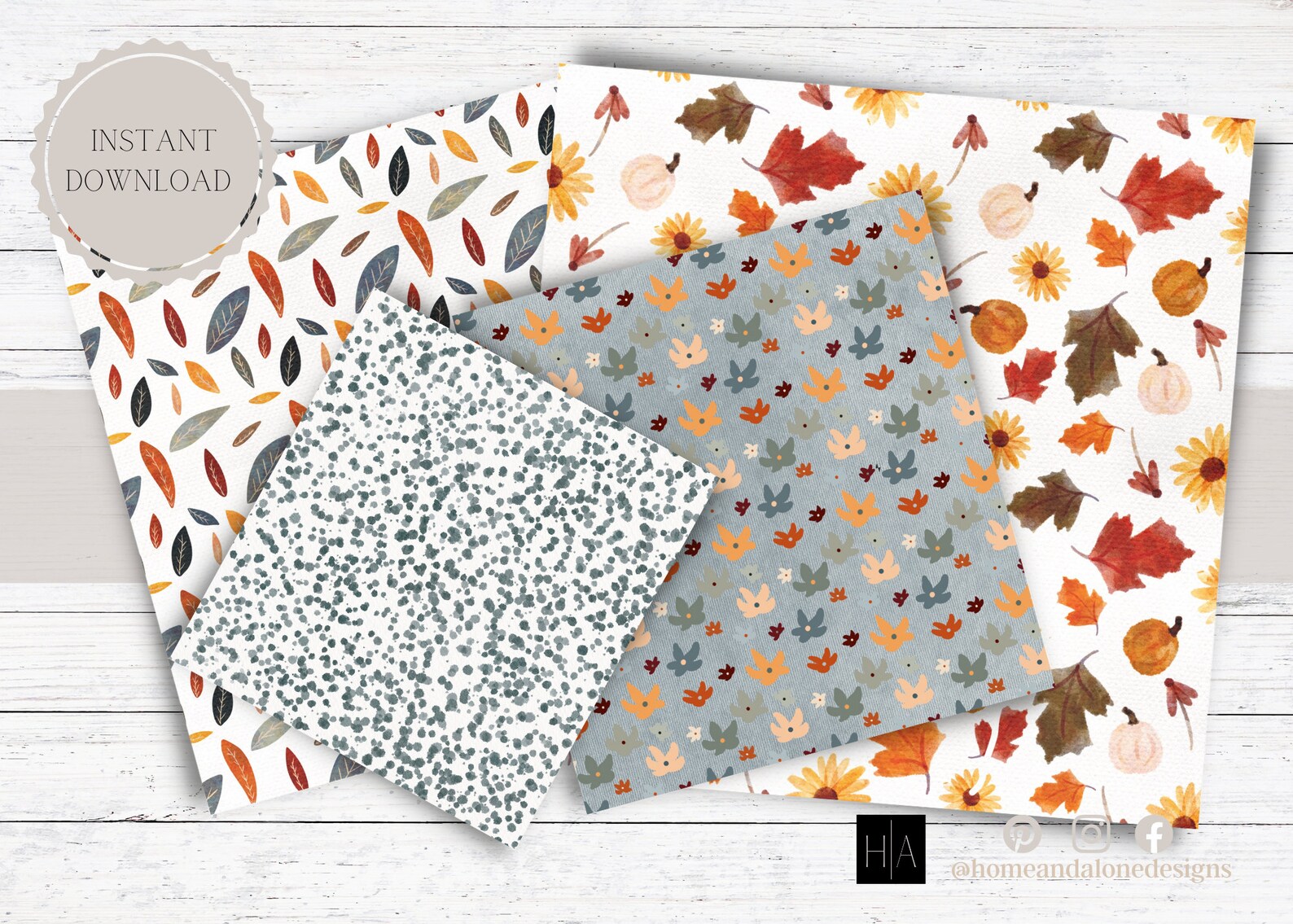 14 Fall Digital Papers Fall Scrapbook Paper Fall - Etsy