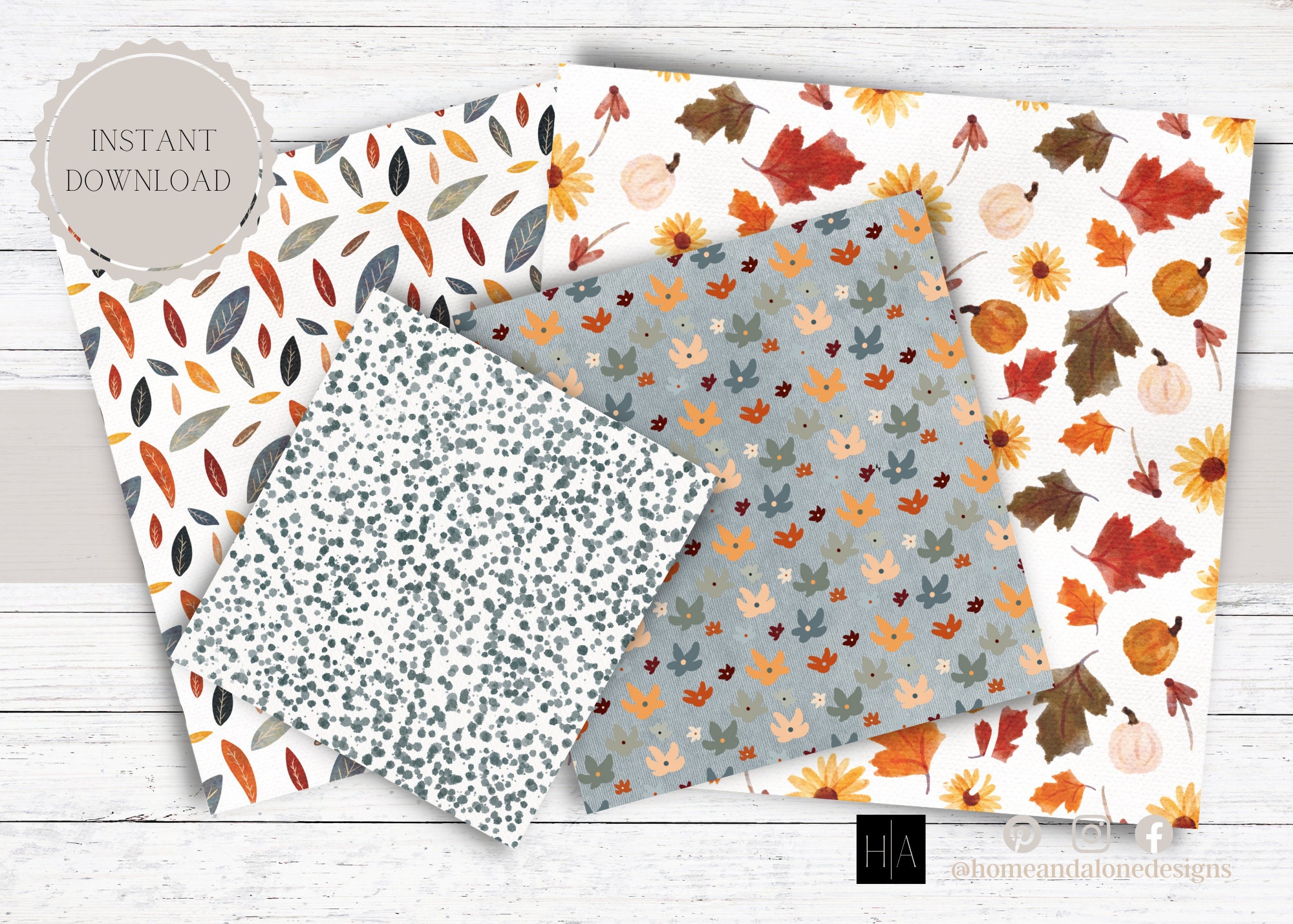 14 Fall Digital Papers, Fall Scrapbook Paper, Fall Backgrounds ...
