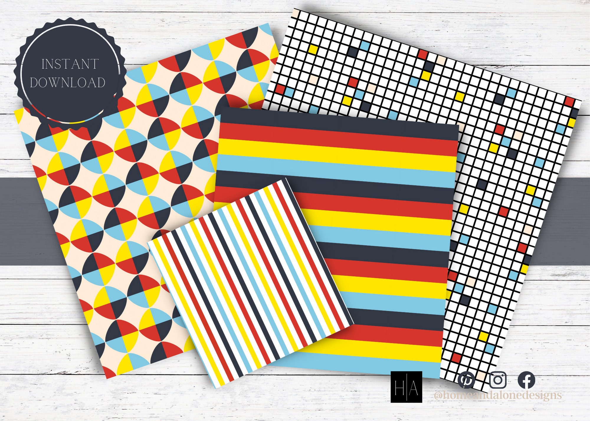 Retro Digital Papers, Retro Scrapbook Paper, Retro Backgrounds, Retro ...