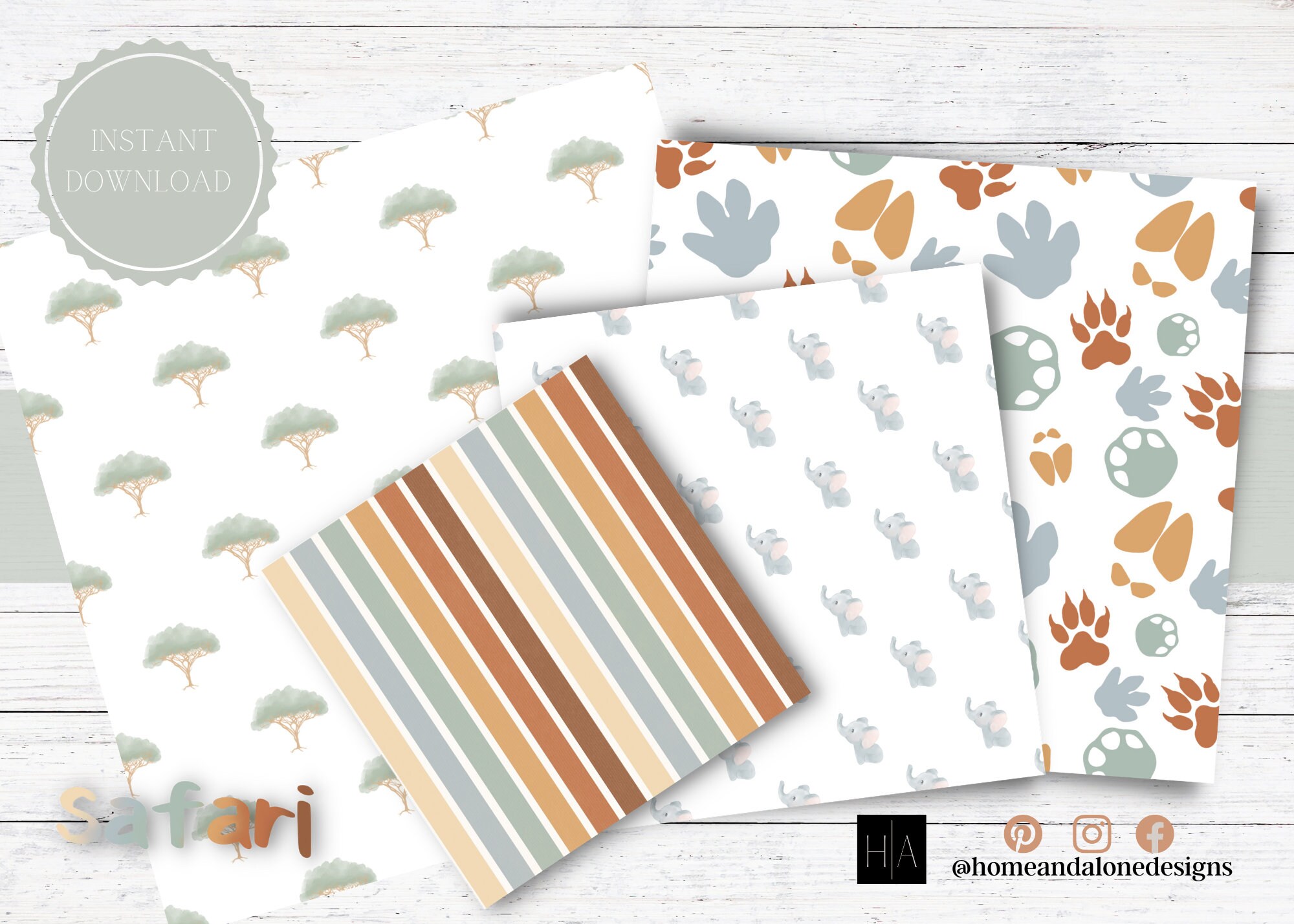 Safari Digital Paper Safari Nursery Digital Paper Digital - Etsy