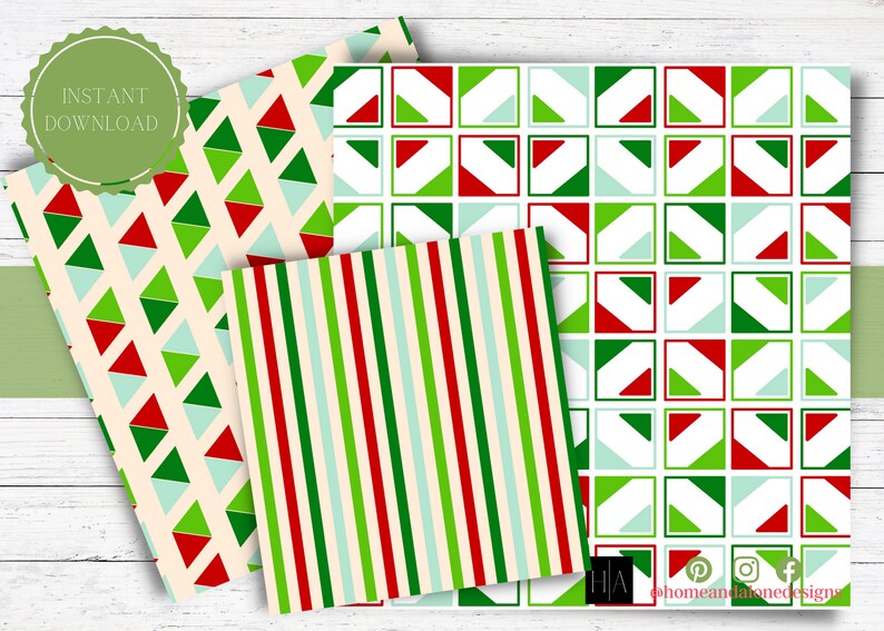 14 Christmas Digital Papers, Christmas Scrapbook Paper, Backgrounds ...