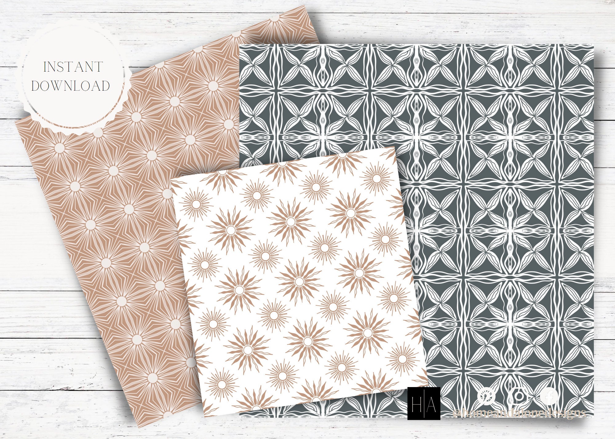 Digital Papers Boho Scrapbook Paper Boho Backgrounds Boho - Etsy