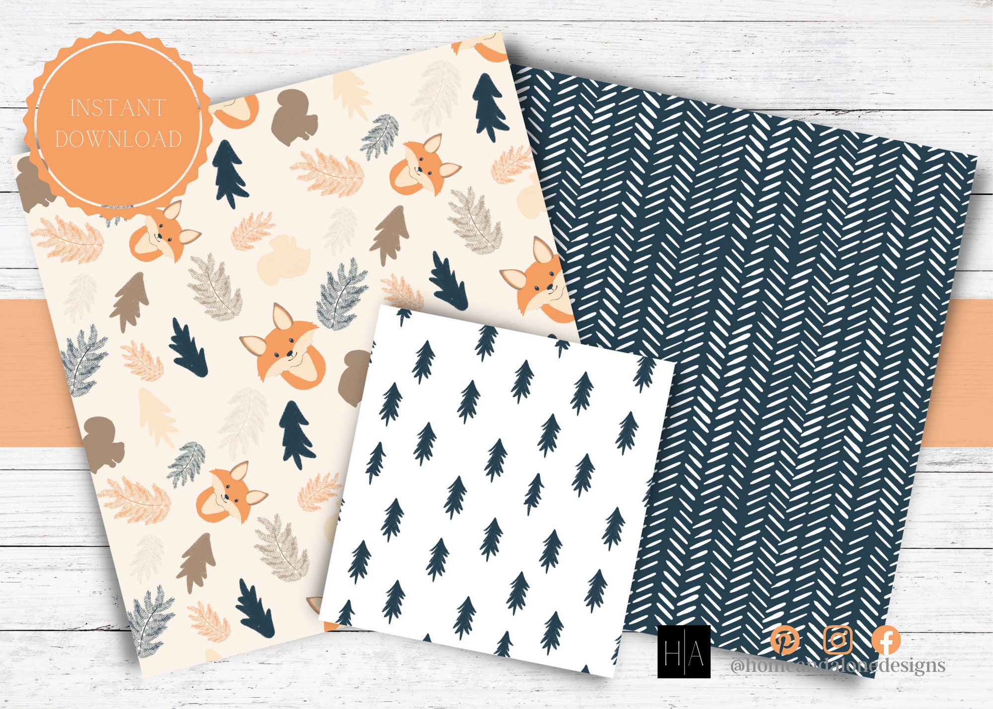 Forest Digital Paper, Forest Nursery Digital Paper, Digital Paper, Fox ...