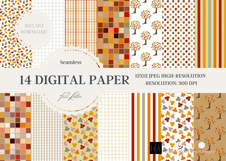 14 Fall Digital Papers, Fall Scrapbook Paper, Fall Backgrounds, Fall ...