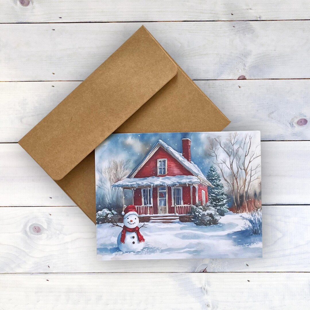 Red House Christmas Cards, Christmas Cards, Holiday Cards, Snowman ...