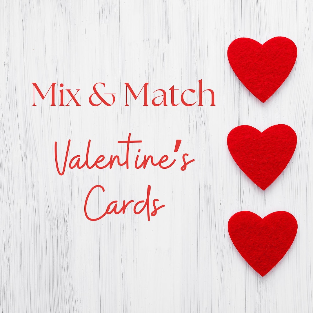 Mix and Match Valentines Cards Bundle, Valentines Card Bundle, Set of ...