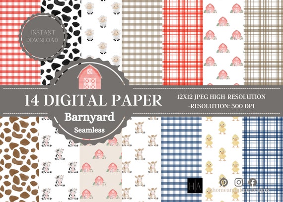 Farm Animals Digital Paper Farm Animals Nursery Digital - Etsy Australia