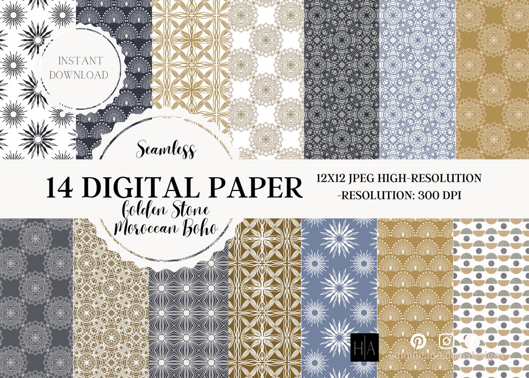 Digital Papers, Boho Scrapbook Paper, Boho Backgrounds, Boho Patterns ...